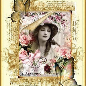 Vintage Lady Pattern Decorative Decoupage Paper for Furniture Large ...