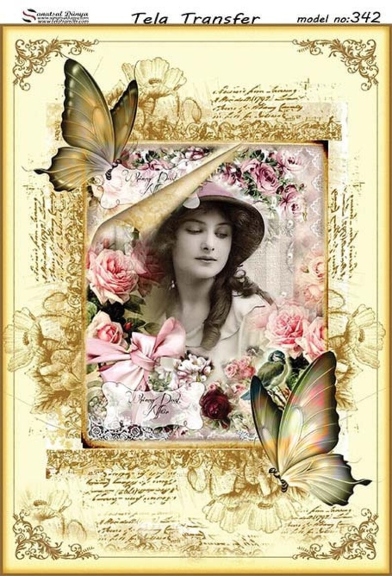 Vintage Lady Pattern Decorative Decoupage Paper 3 PCS | Etsy