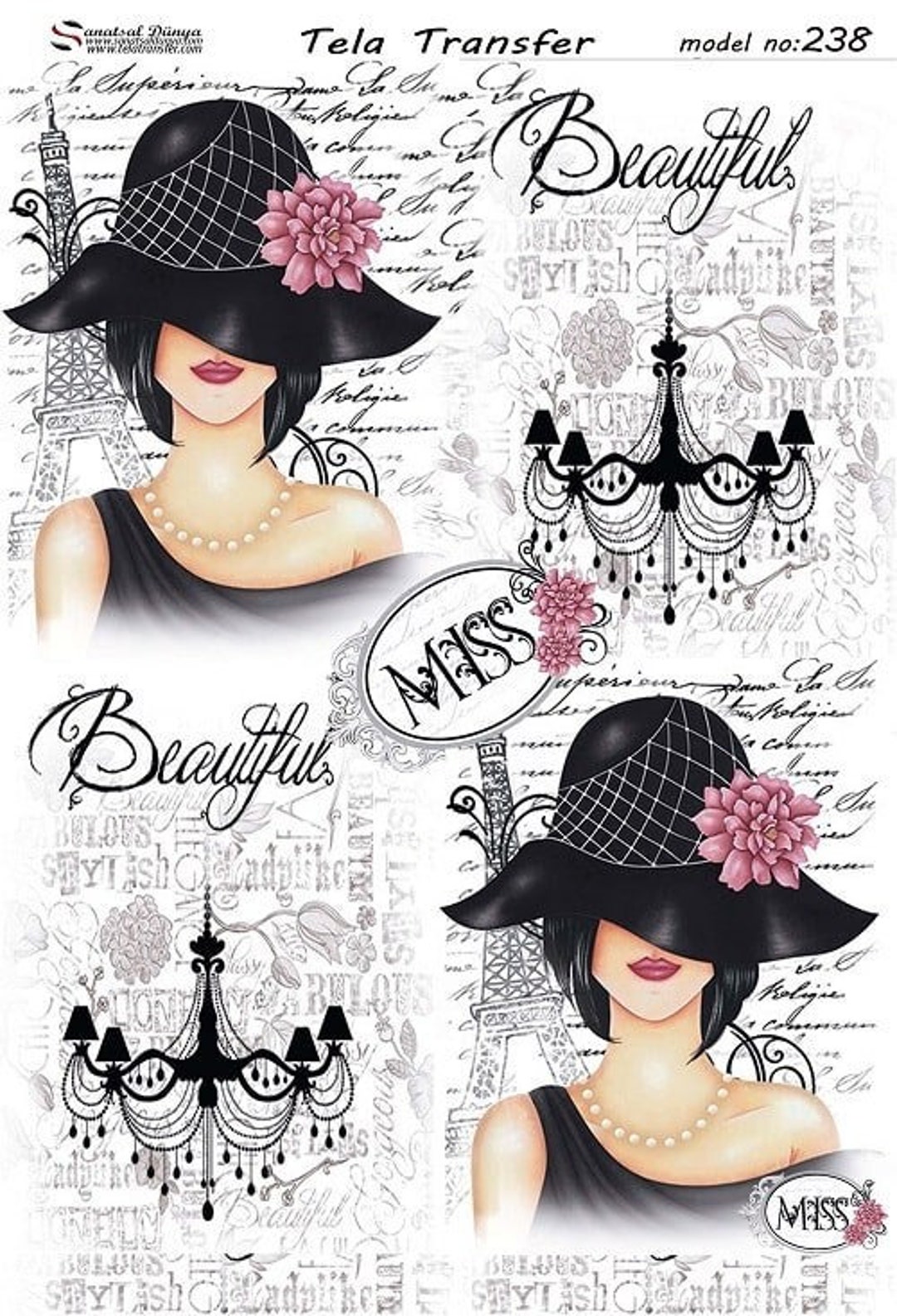 Vintage Lady Decorative Decoupage Paper for Furniture Large Size ...