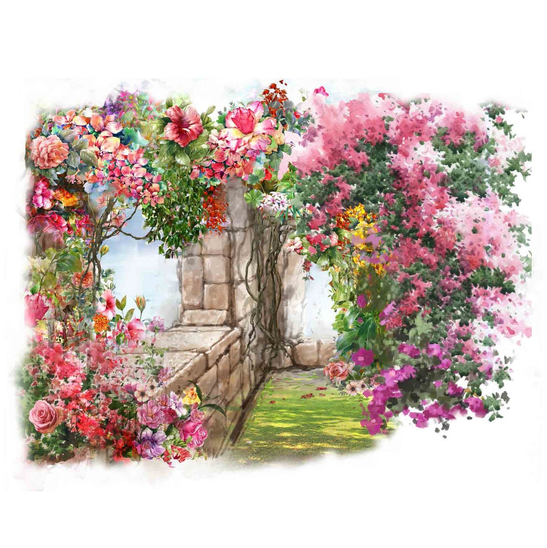 Red Rose - Watercolor Floral Rice Paper - Vintage Decoupage Paper for ...