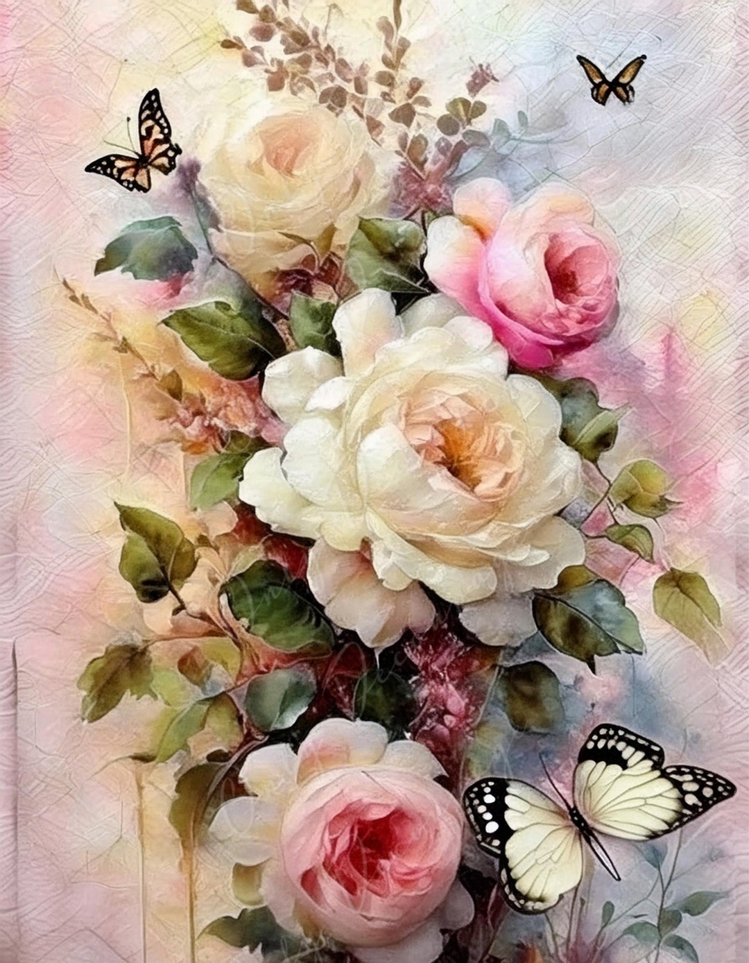 Roses - Large Decoupage Paper - Rice Paper Decoupage for Furniture ...