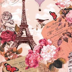 Paris Floral Decoupage Paper - Large Rice Paper for Decoupage ...