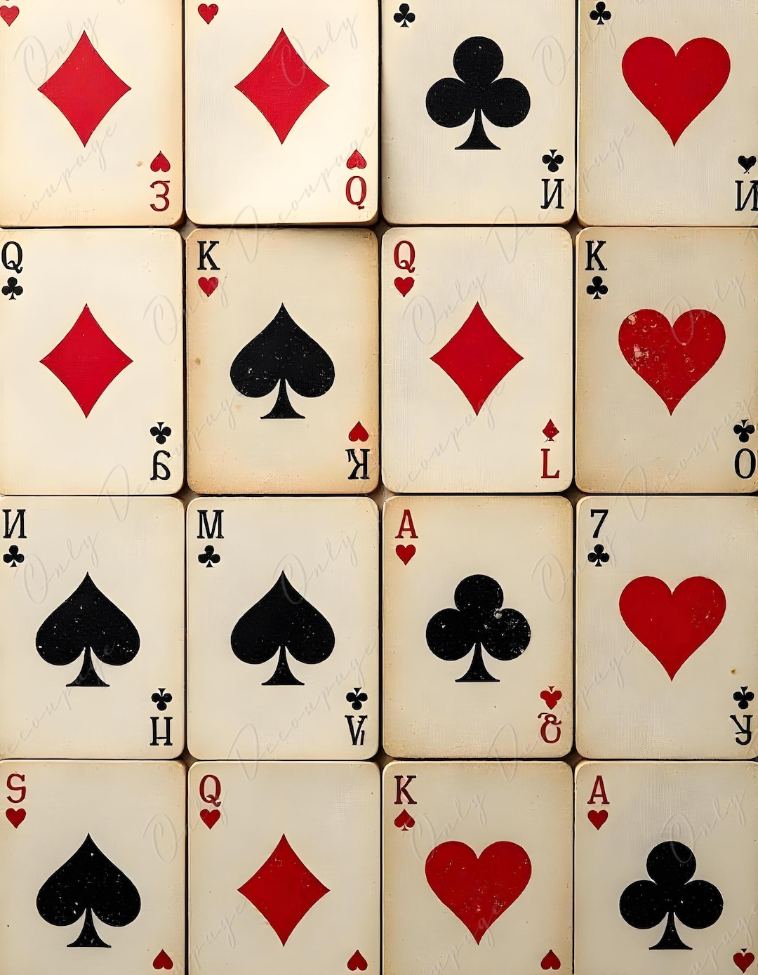 Alice Theme - Large Decoupage Paper - 6 Size Options - Playing Card ...