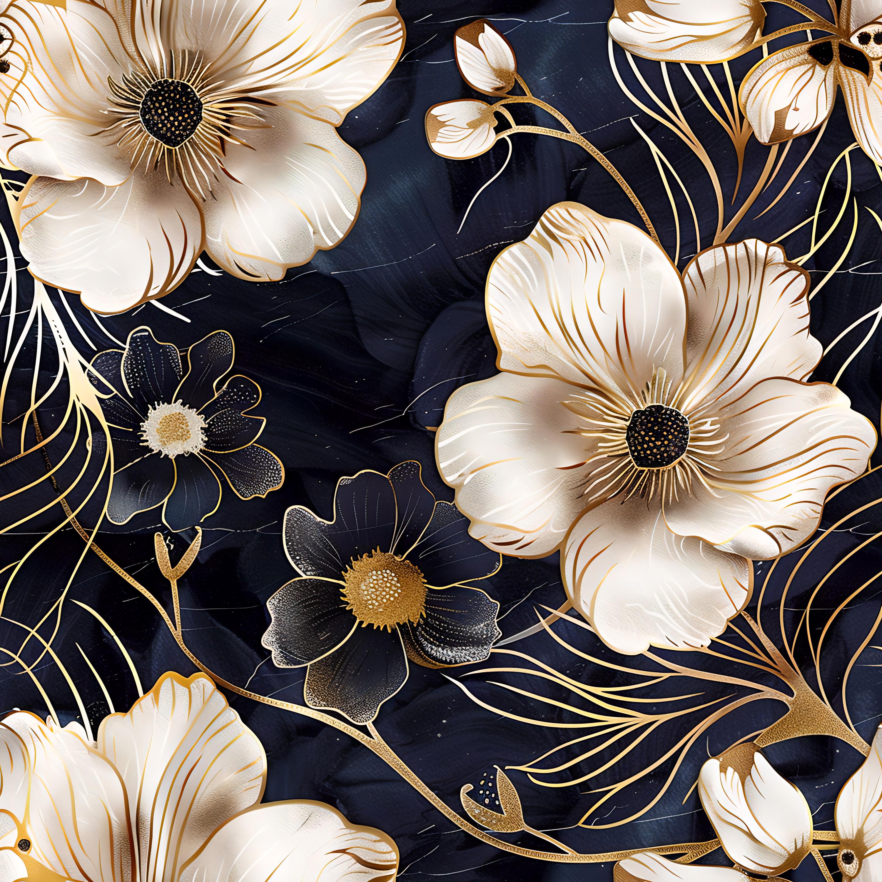Floral Decoupage Paper - Repeating Pattern - 6 Size Options - Dark Blue ...