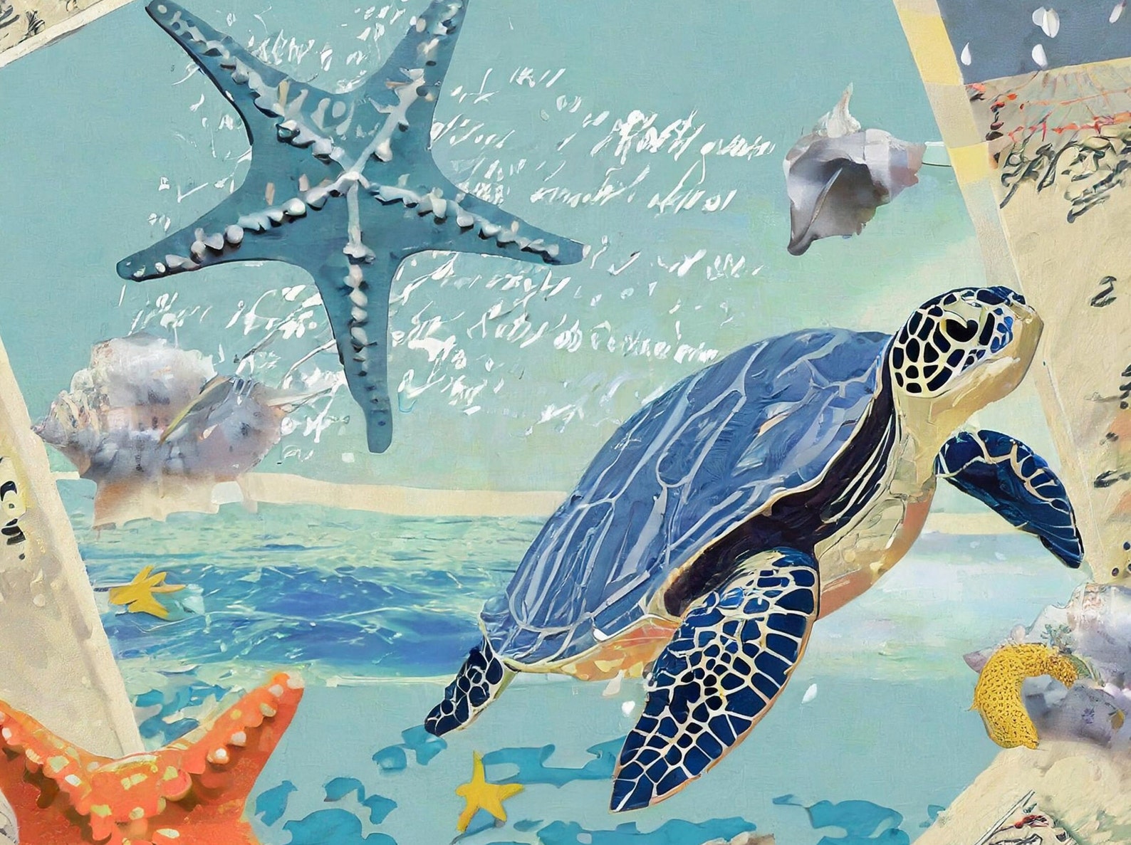Marine Life - Large Decoupage Paper for Furniture - Rice Paper ...