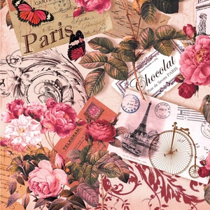Paris Floral Decoupage Paper - Large Rice Paper for Decoupage ...