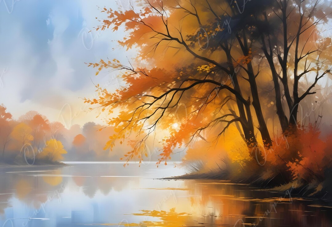 Large Decoupage Paper - 6 Size - Nature in the Fall Painting - Rice ...