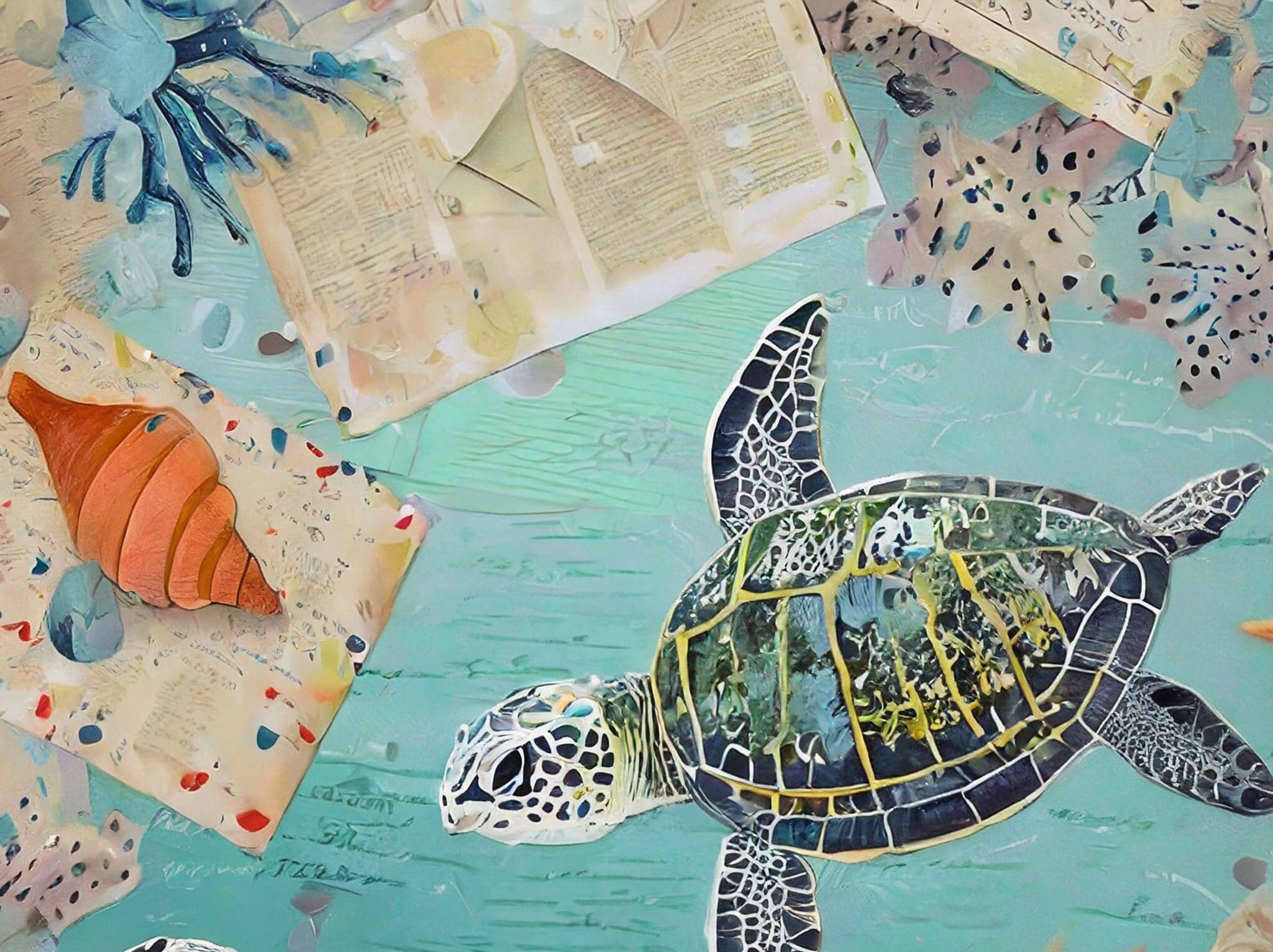 Marine Life - Large Decoupage Paper for Furniture - Rice Paper ...