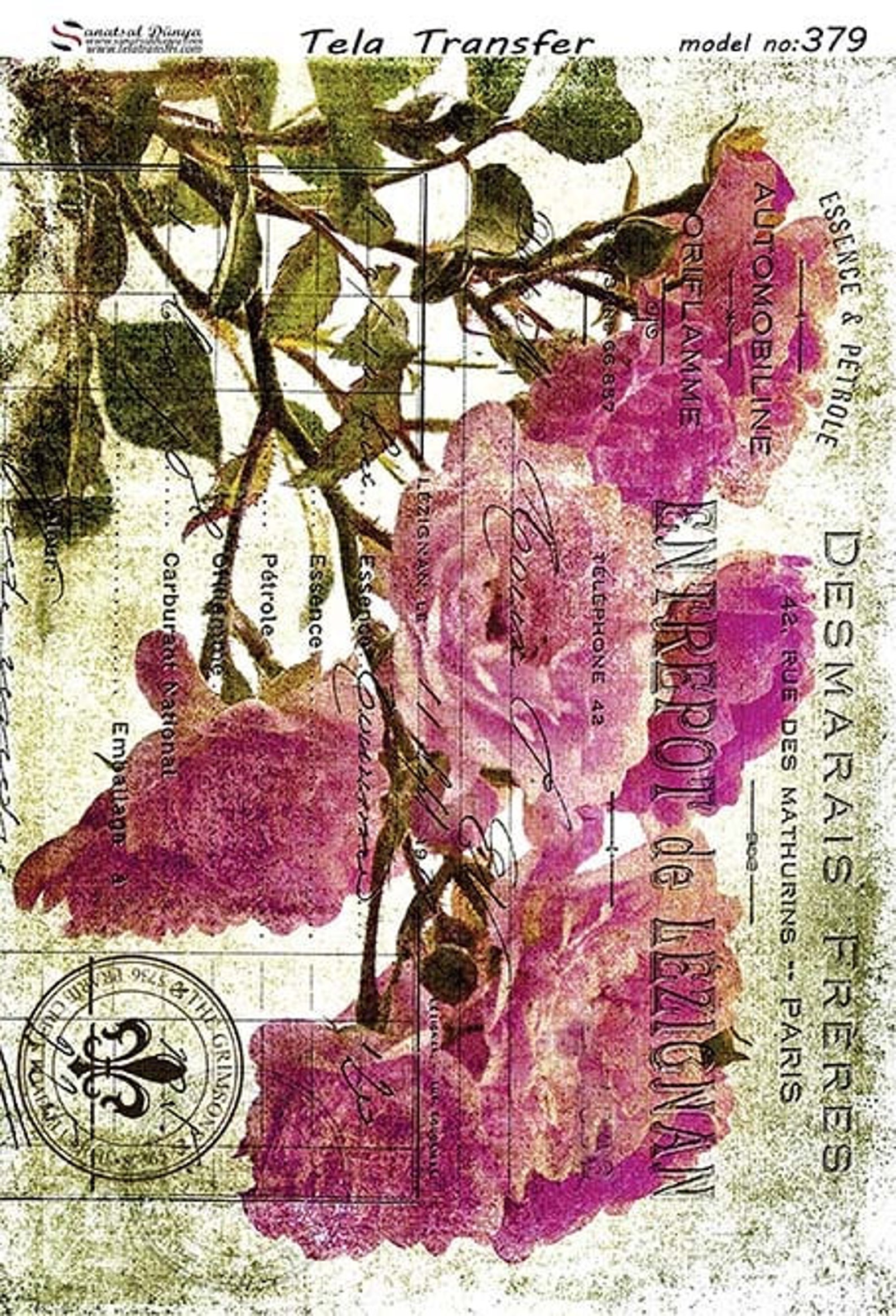 Vintage Pink Roses Decorative Decoupage Paper 3 PCS Pink | Etsy