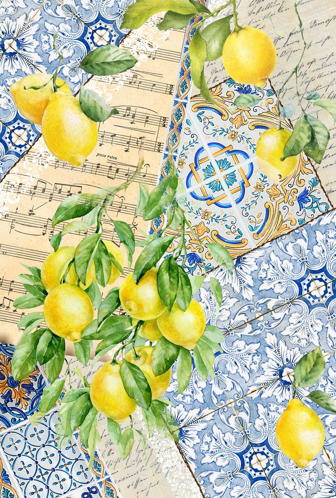 Large Decoupage for Furniture - Rice Paper - Vintage Decoupage - Floral ...