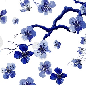 Blossom Blue Decoupage Paper for Furniture - Rice Paper Decoupage ...