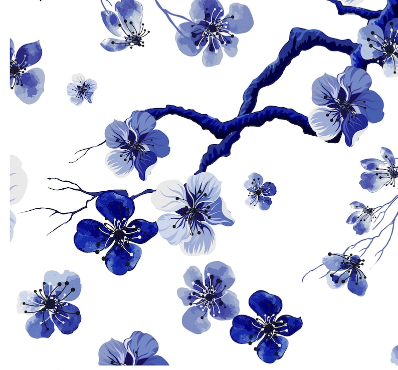 Blossom Blue Decoupage Paper for Furniture - Rice Paper Decoupage ...