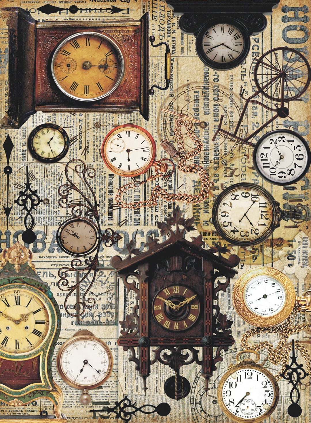 Old Clocks - Vintage Decoupage Art - Rice Paper - Decoupage for ...