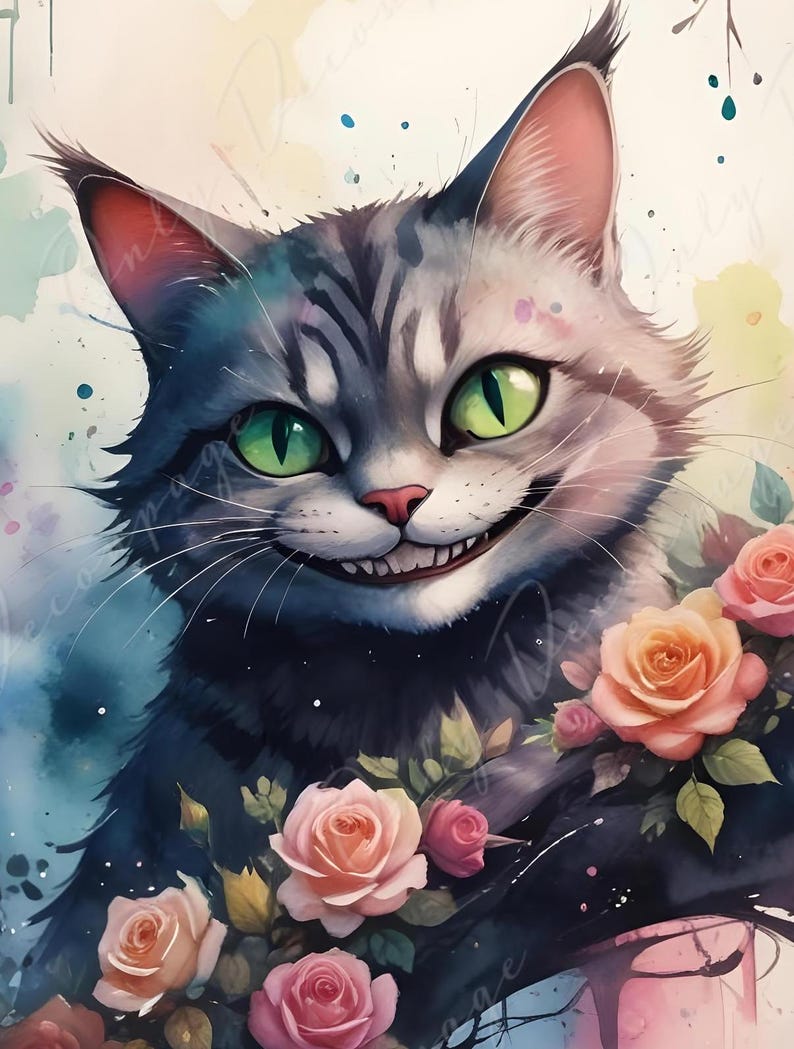 Fairytale Alice Cat - Large Decoupage Paper - 6 Size Options - Colorful ...