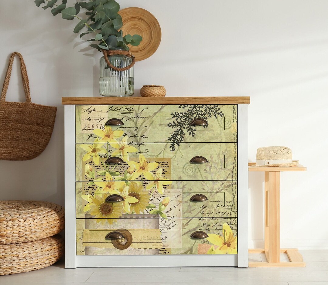 Yellow Flowers - Floral Decoupage - Decoupage Art - Large Size Rice ...