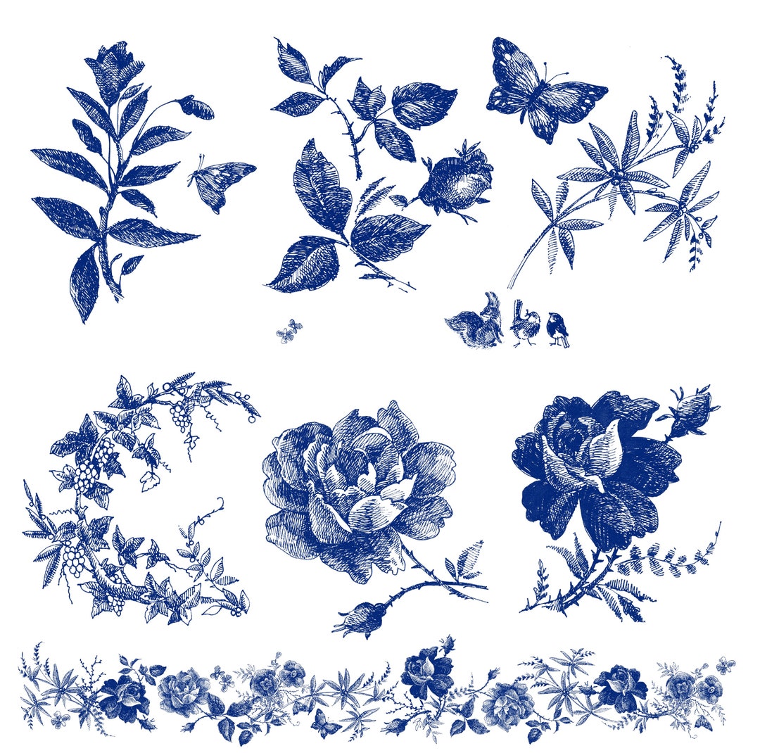 Blue Decoupage Paper for Furniture - Rice Paper Decoupage - Large ...