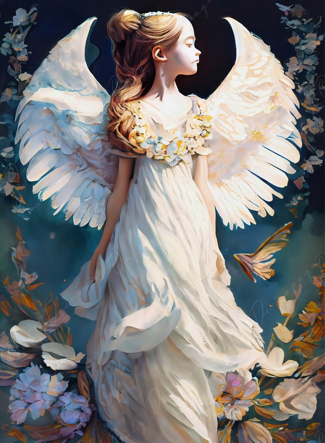 White Angel Decoupage Paper for Furniture Rice Paper for Decoupage ...