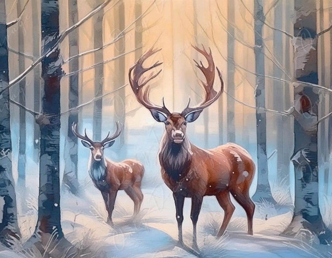 Large Decoupage Paper for Furniture - Winter Deer - Rice Paper ...