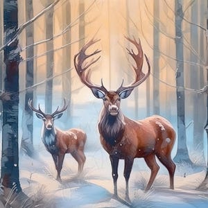 Large Decoupage Paper for Furniture - Winter Deer - Rice Paper ...