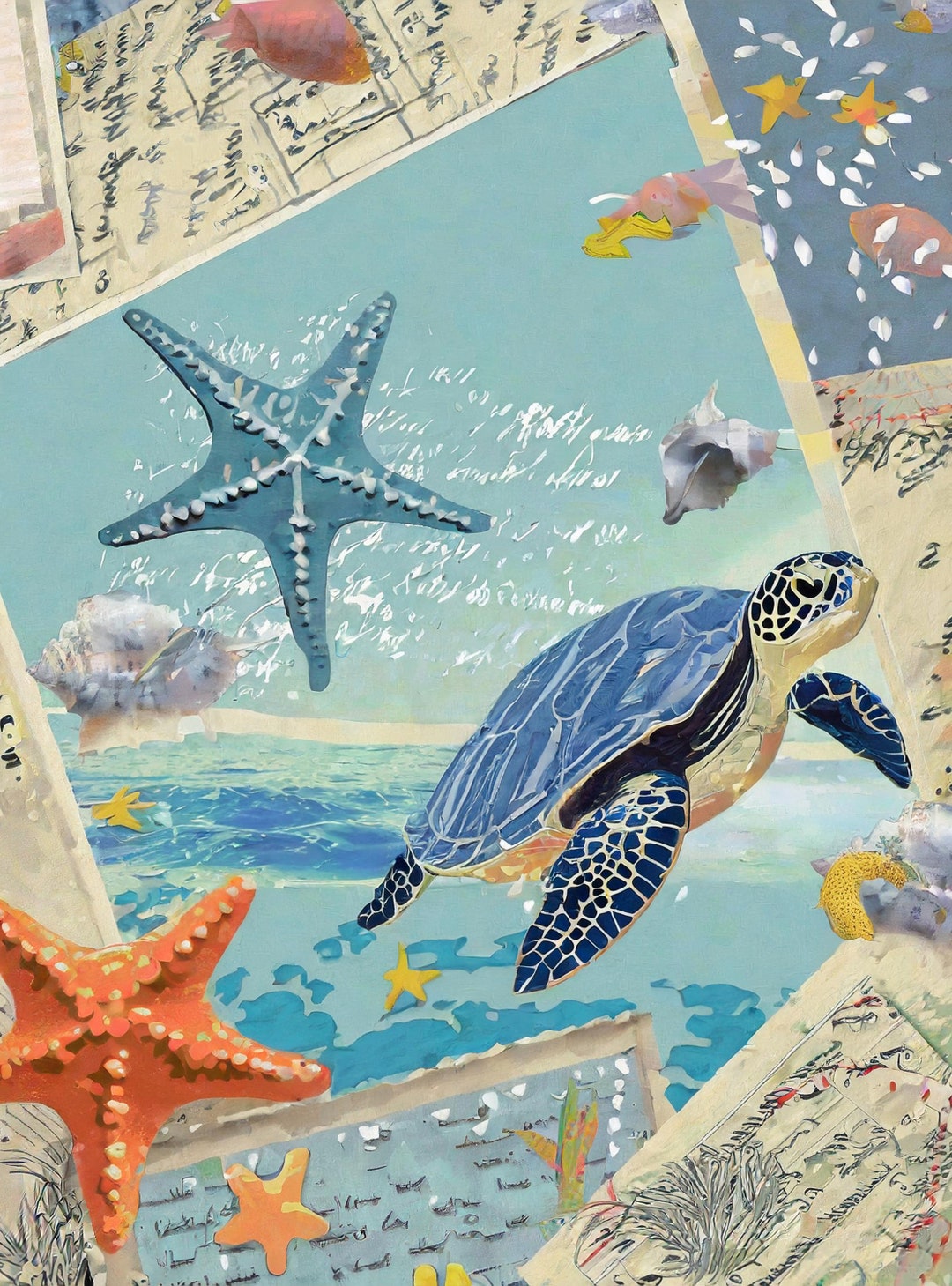 Marine Life - Large Decoupage Paper for Furniture - Rice Paper ...