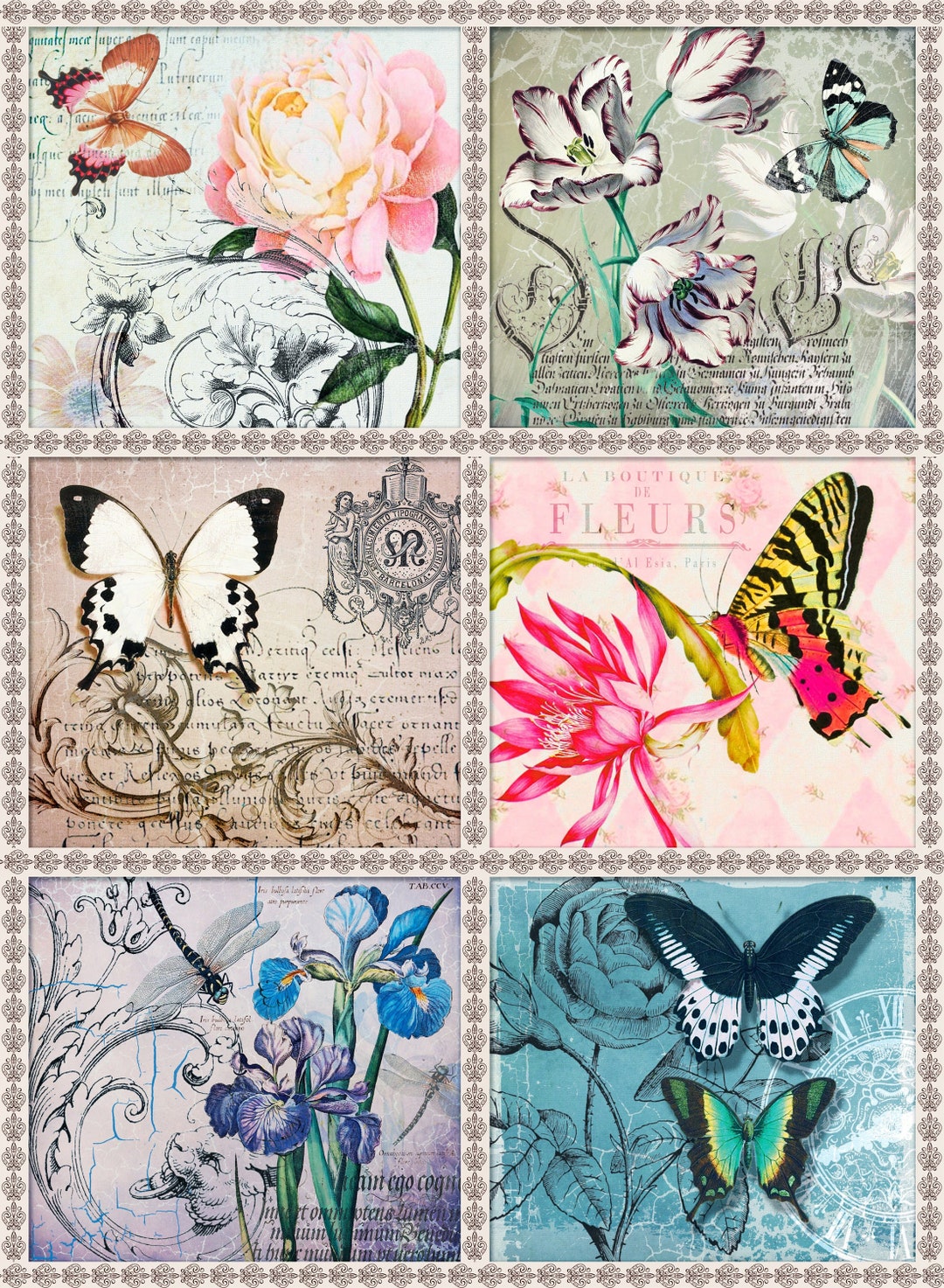 Large Decoupage Paper - Decoupage Art - Rice Paper for Decoupage - Decoupage Transfers - Vintage ...