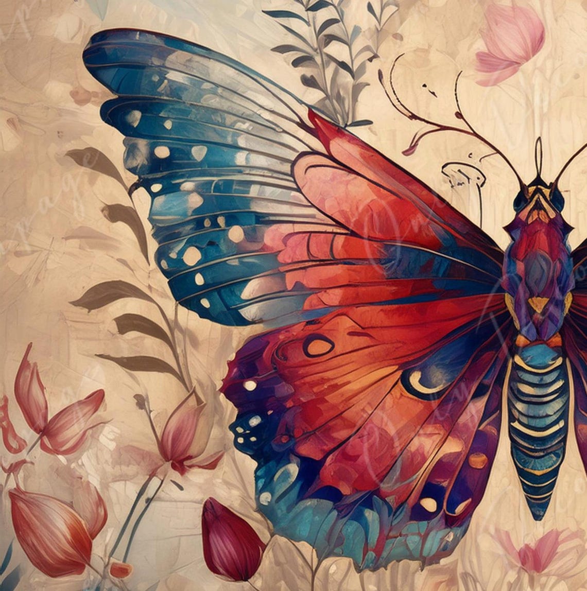 Large Decoupage Paper for Furniture - Butterfly - Rice Paper ...