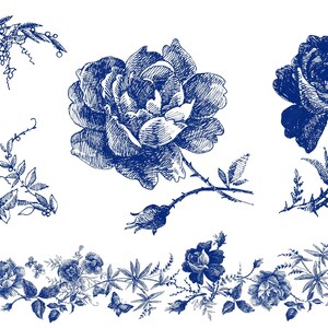 Blue Decoupage Paper for Furniture - Rice Paper Decoupage - Large ...