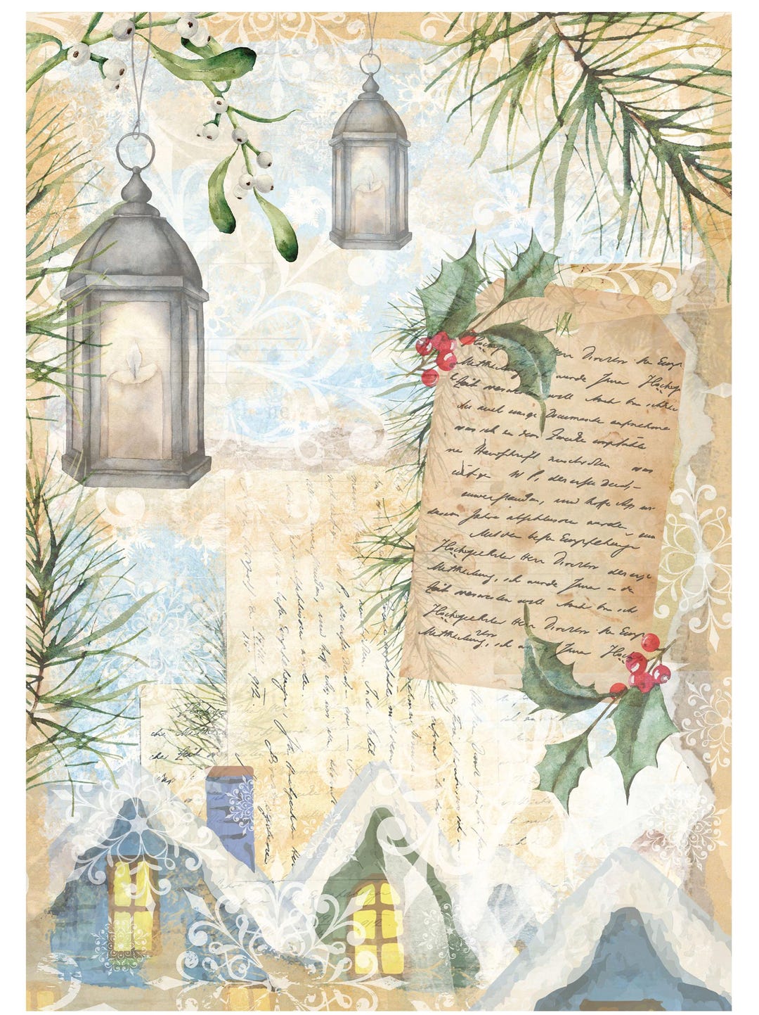 Large Decoupage Paper - Christmas Collection - Handwrite - 6 Size ...
