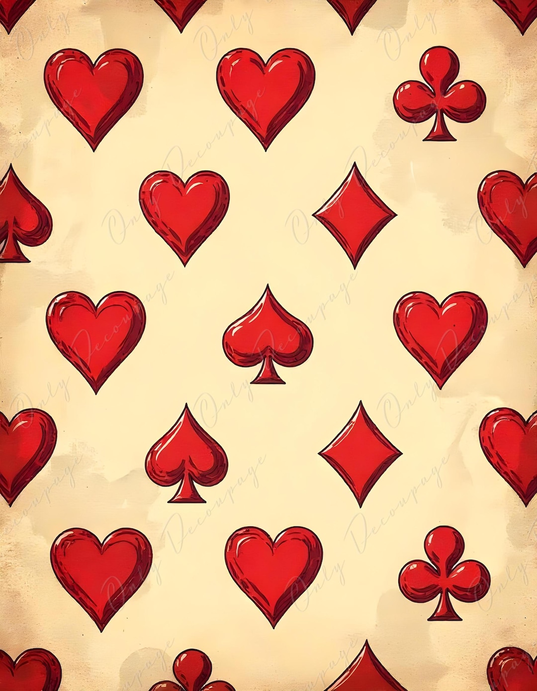 Large Decoupage Paper - 6 Size Options - Red Playing Card Background - Etsy