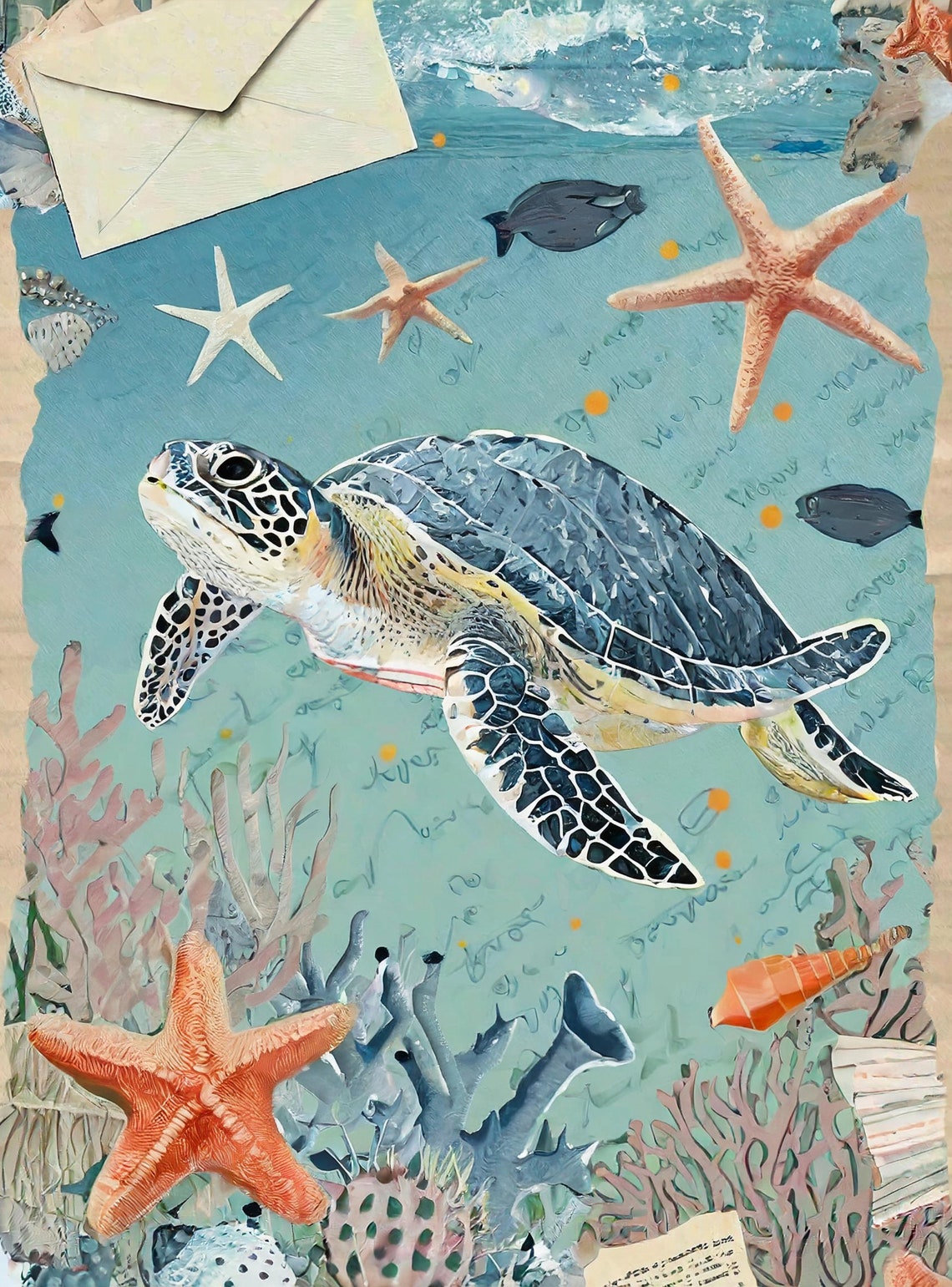 Marine Life - Large Decoupage Paper for Furniture - Rice Paper ...