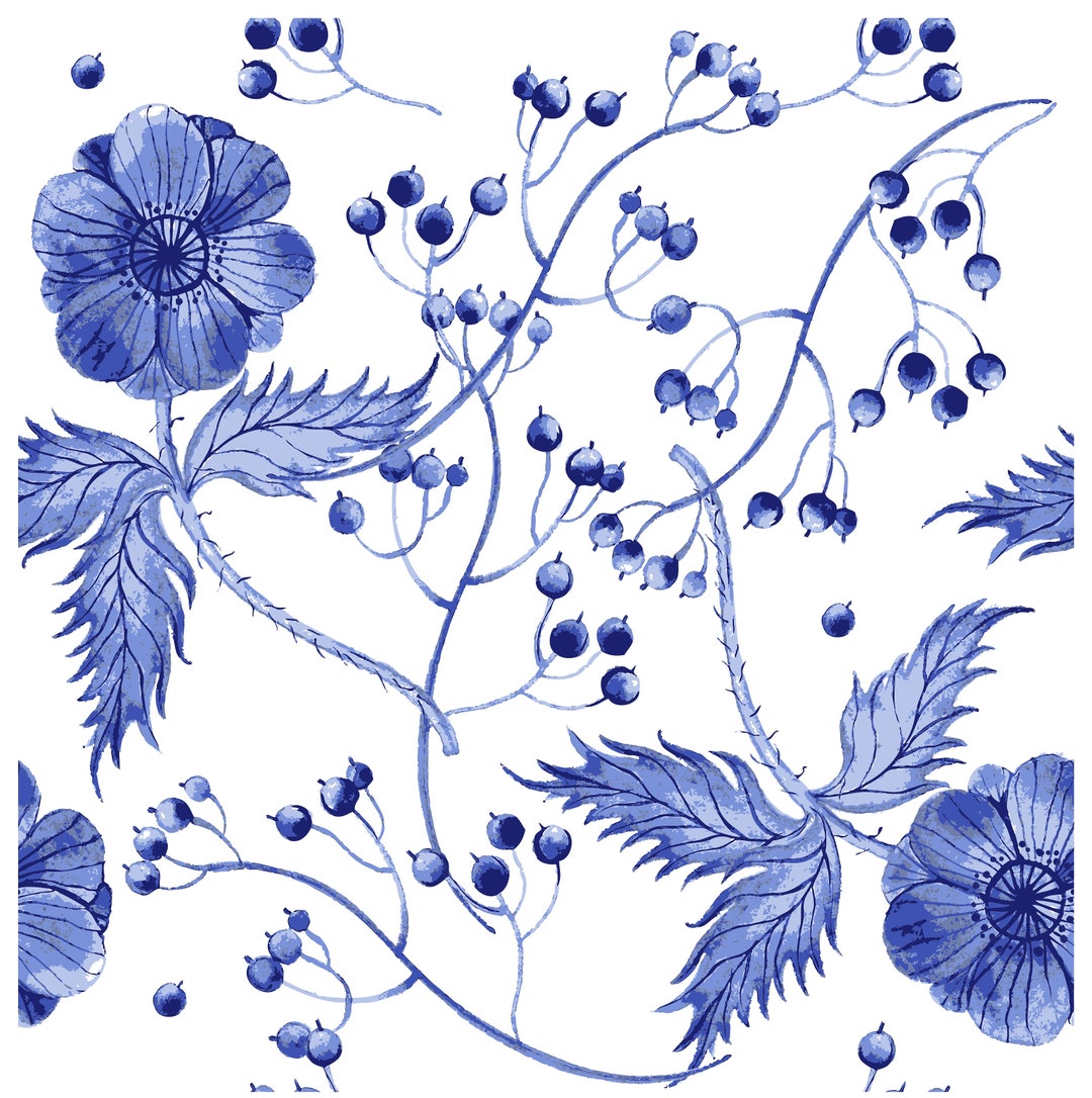 Blue Flowers Decoupage Paper for DIY Furniture - Large Vintage Rice ...