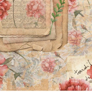 Red Roses - Vintage Floral Decoupage - Decoupage Art - Large Size Rice ...