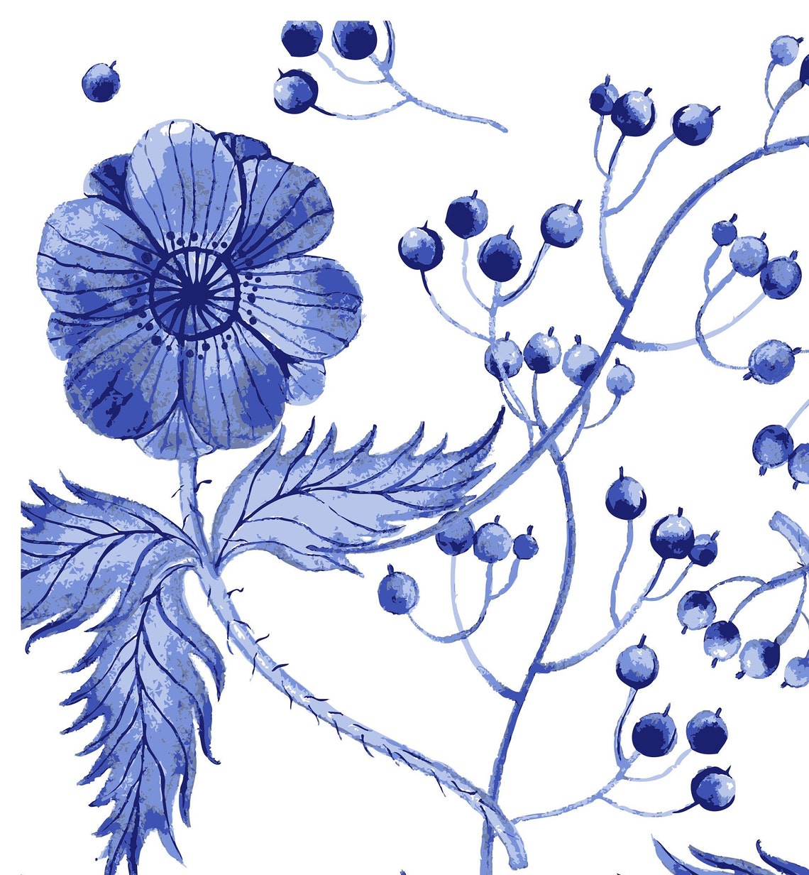 Blue Flowers Decoupage Paper for DIY Furniture - Large Vintage Rice ...