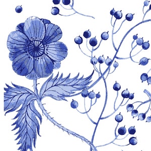 Blue Flowers Decoupage Paper for DIY Furniture - Large Vintage Rice ...