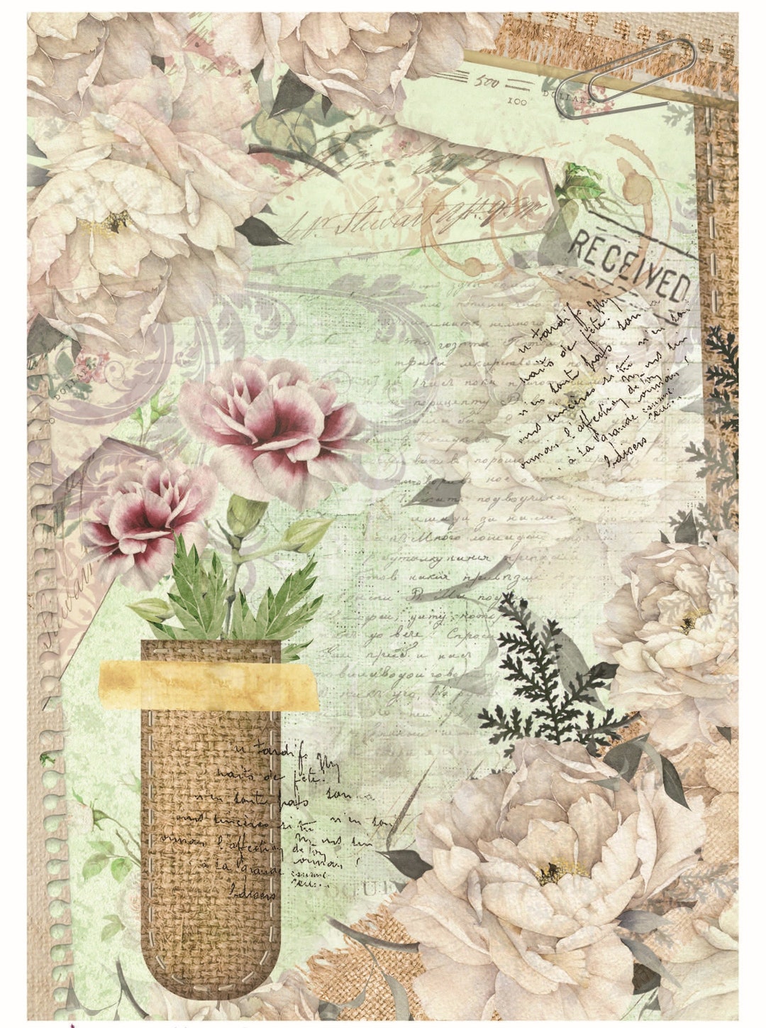 Vintage Floral Decoupage - Decoupage Art - Large Size Rice Paper for ...