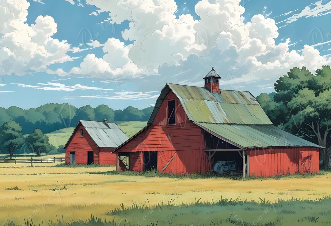 Farm Life - Large Decoupage Paper for Furniture - 6 Size Options - Red ...