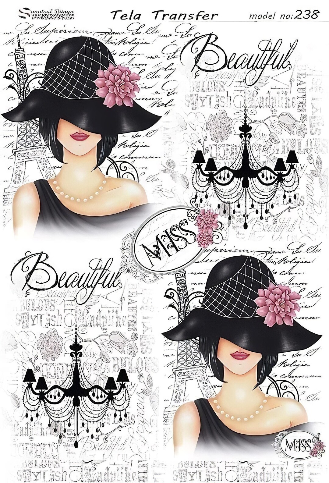 Vintage Lady - Decorative Decoupage Paper - for Furniture - Large Size ...