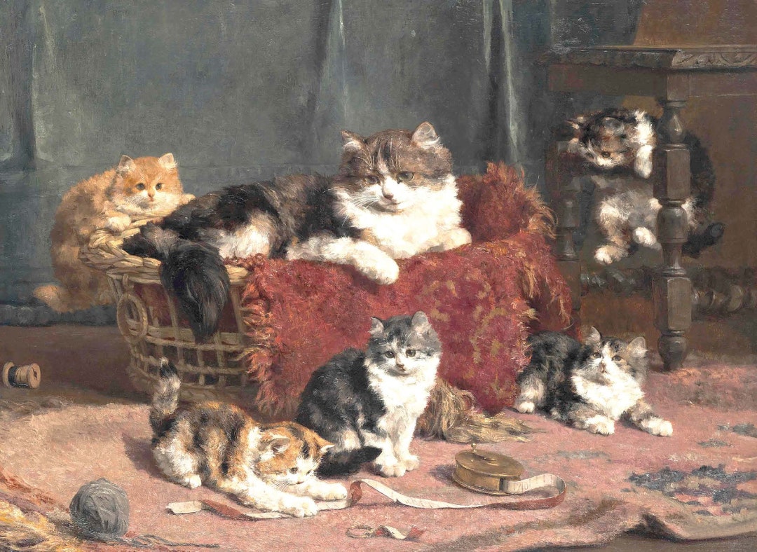 Mother Cat and Kittens - Decoupage Paper for Furniture - Rice Paper ...
