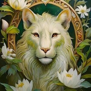 Large Decoupage Paper for Furniture - White Lion Portrait - Rice Paper ...