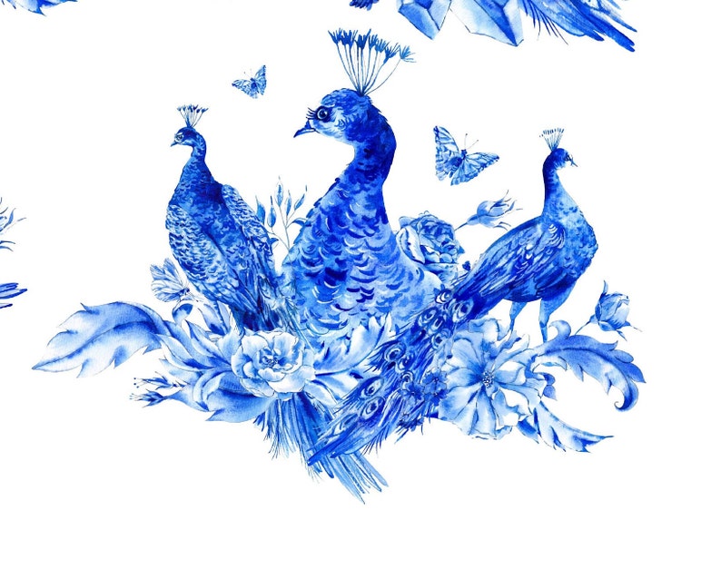 Blue Peacock Vintage Blue Bird Decoupage Paper for Furniture - Etsy