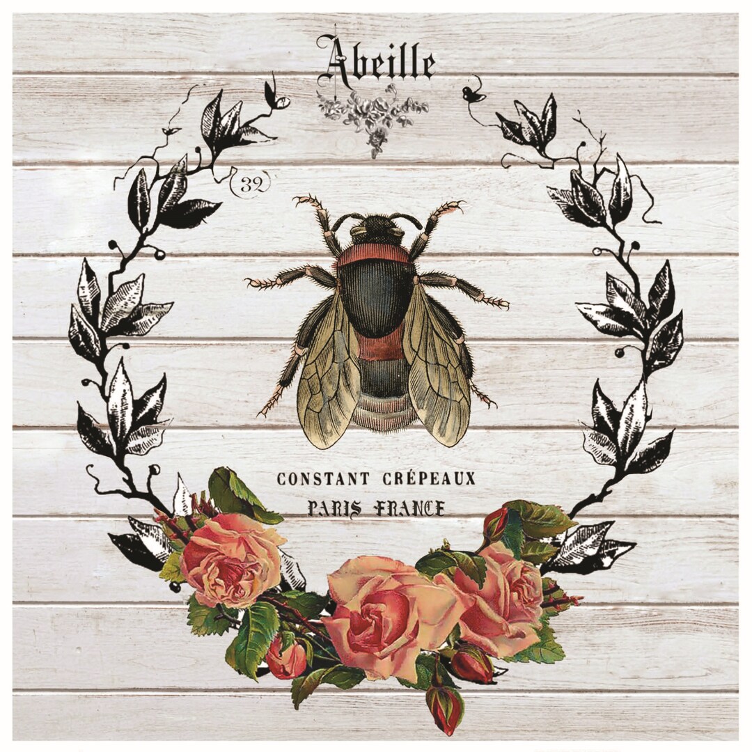 Queen Bee - Floral - Large Decoupage Paper for Furniture - Rice Paper ...