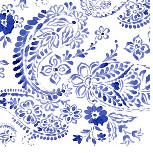 Blue Floral Illustrations Decoupage Paper for Furniture and Crafts ...