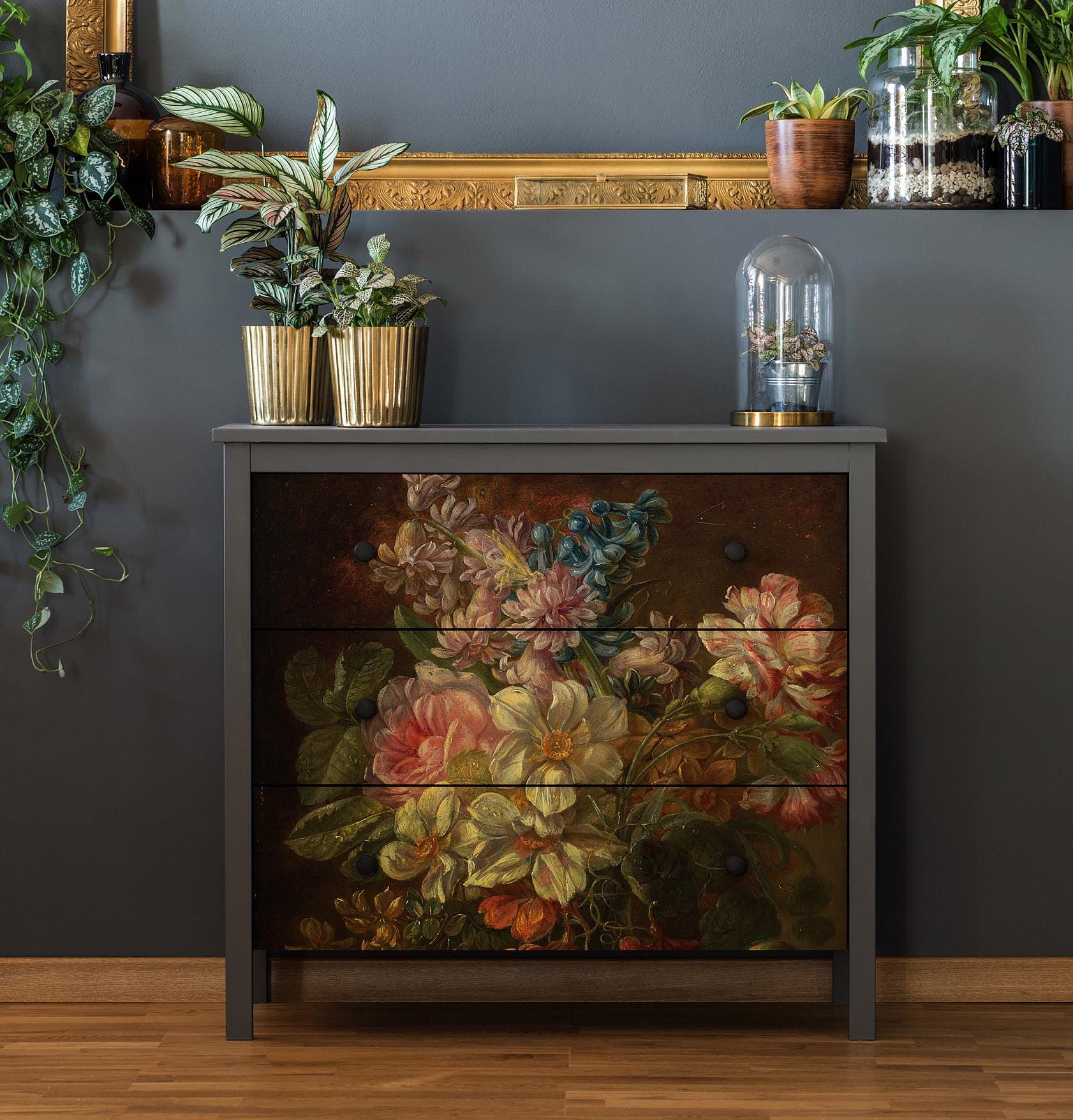 Flowers - Green Bird - Large Decoupage Paper for Furniture - Rice Paper ...