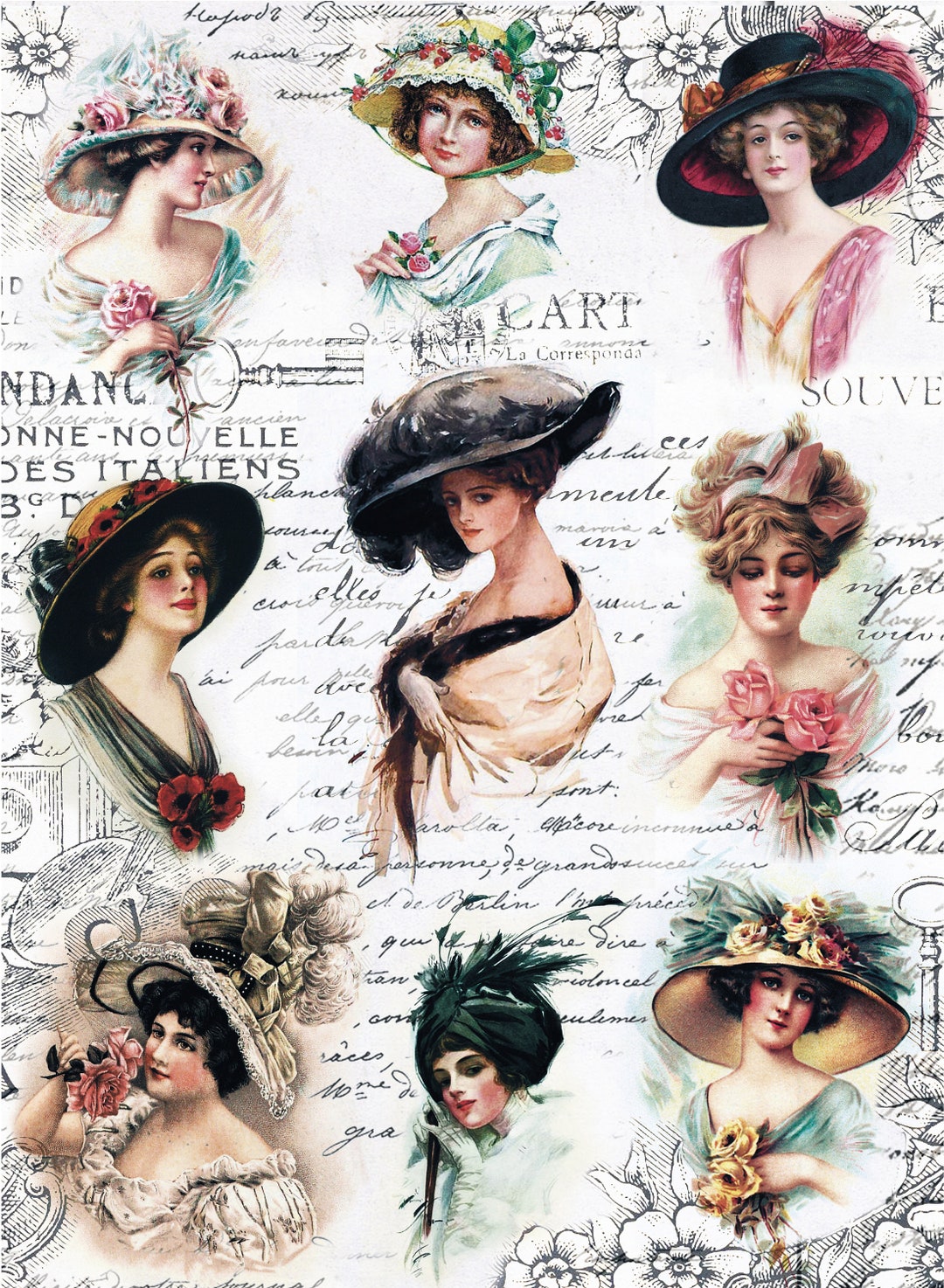 Large Decoupage Paper - Decoupage Art - Rice Paper for Decoupage - Decoupage for Furniture ...