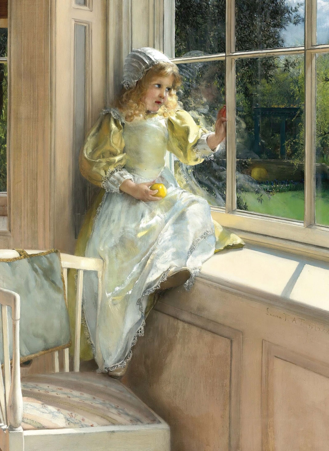 Little Girl on Window - Large Decoupage Paper for Furniture - Vintage ...