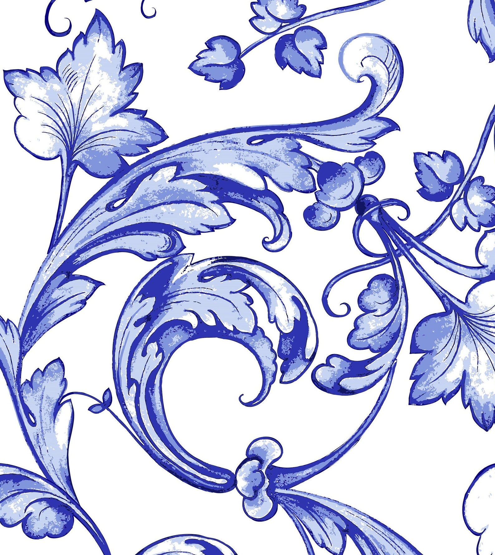 Blue Floral Illustrations Decoupage Paper for Furniture and Crafts ...