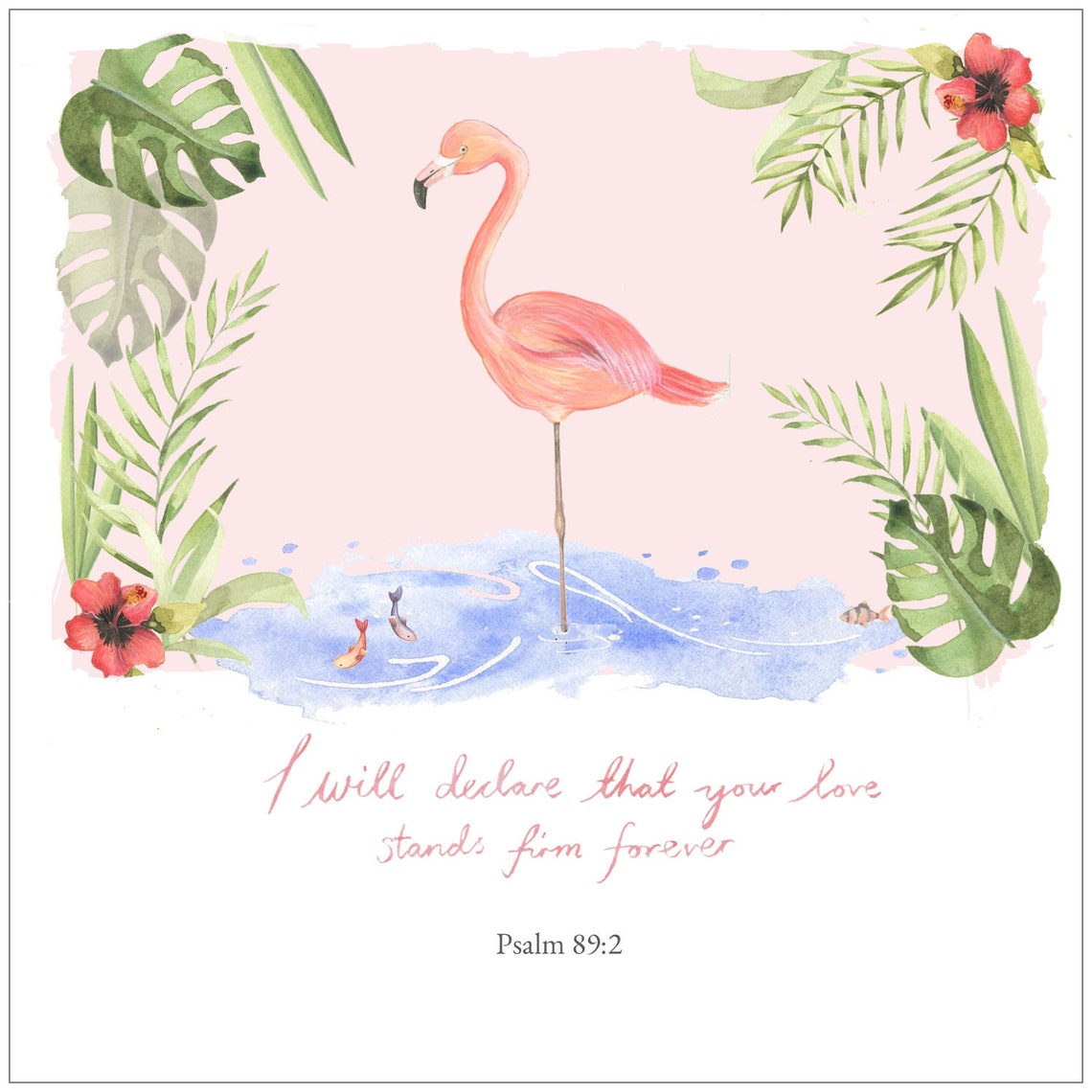 Flamingo Christian Scripture Card Blank Notecard - Etsy