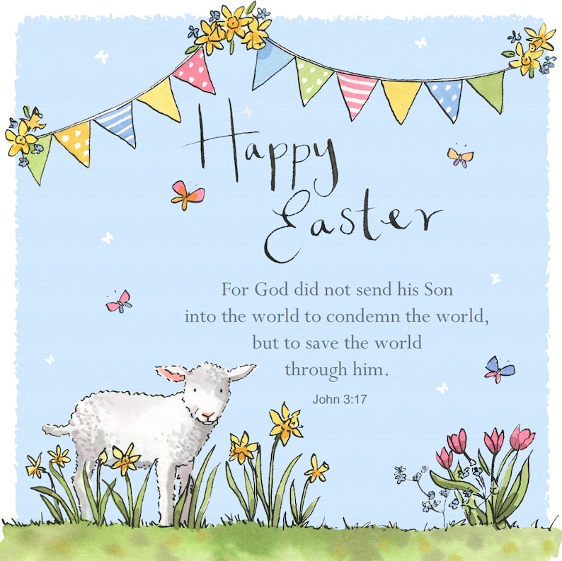 Spring Lamb Easter Card Christian Easter Card Religious - Etsy