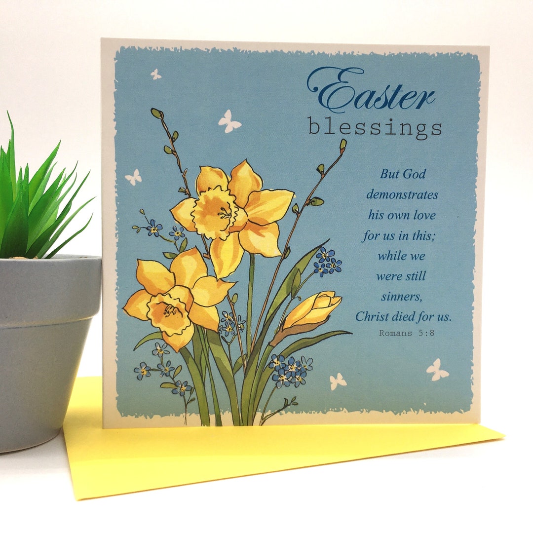 Pack of 5 | Spring Flowers Easter Card | Christian Easter Card ...
