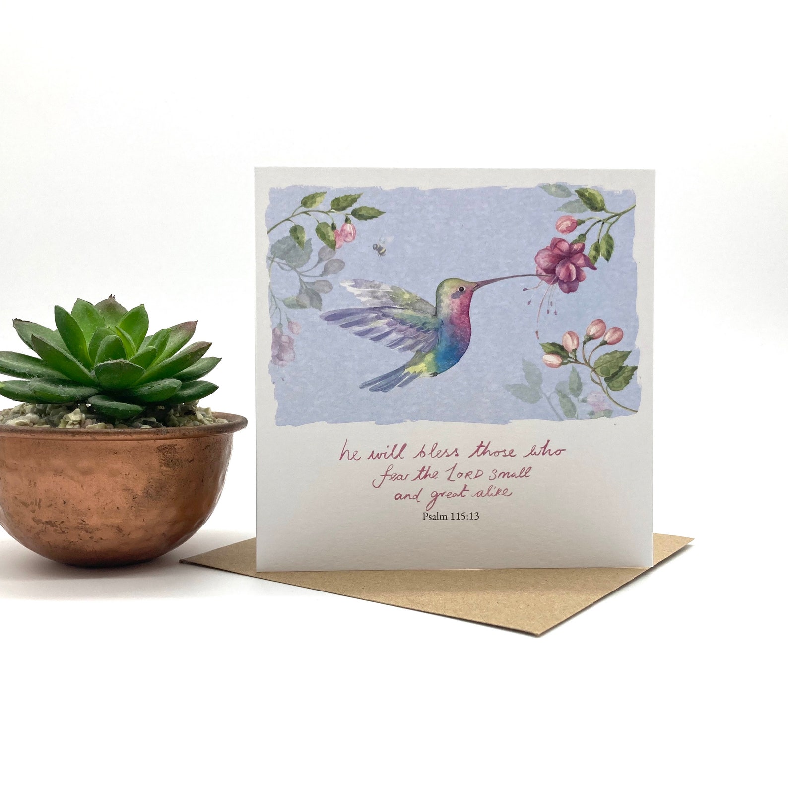 Hummingbird Christian Scripture Card Blank Notecard Encouragement ...